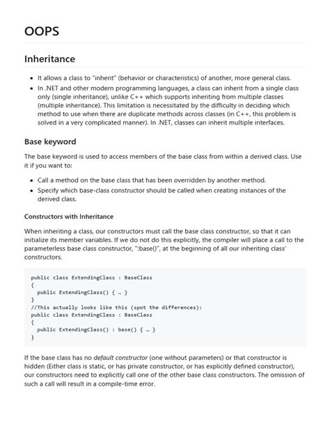 Oops Pdf Class Computer Programming Inheritance Object Oriented Programming