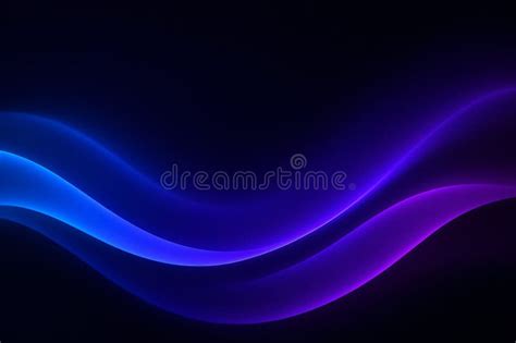 Abstract Gradient Waves Of Soft Blue And Purple Light Flowing Across A Dark Background Stock