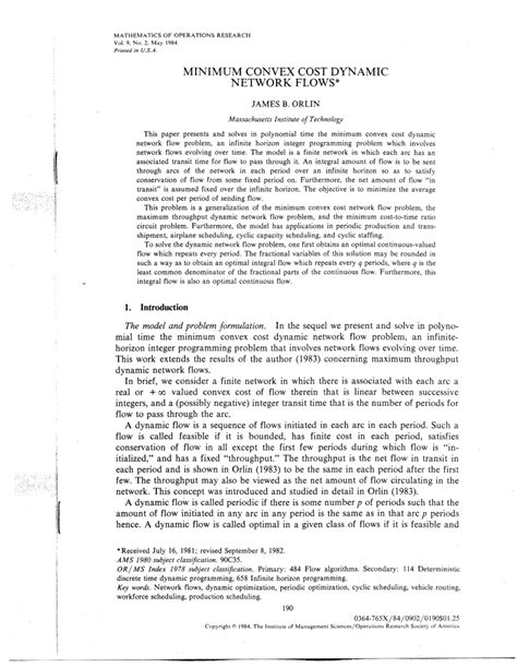 pdf minimum convex cost dynamic network flows