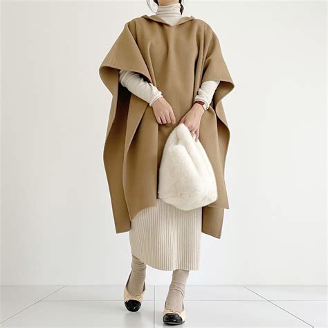 울 핸드메이드 케이프 코트