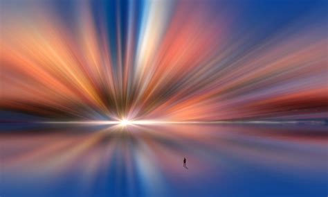 배경에 반사 흐릿한 광선과 추상적 인 다채로운 풍경에 서 젊은 남자 미래 의 개념 3d 일러스트레이션 광선에 대한 스톡 사진 및 기타 이미지 Istock