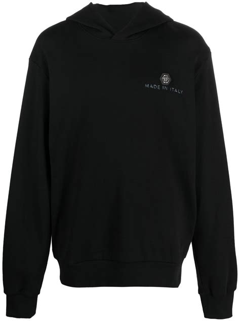 Philipp Plein Cotton Logo Print Hoodie Black Farfetch Ae