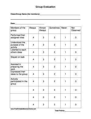 Fillable Online Group Evaluation Free Printable Behavior Charts Com Fax Email Print PdfFiller