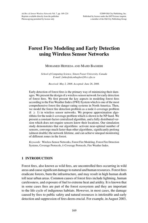 Pdf Forest Fire Modeling And Early Detection Using Wireless Sensor