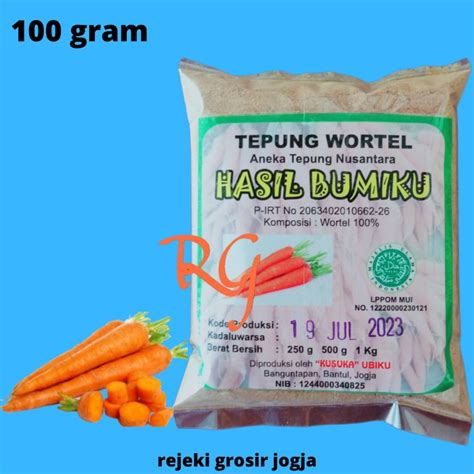 Jual Tepung Wortel Organik Kemasan 100 Gram Tepung Wortel Organik