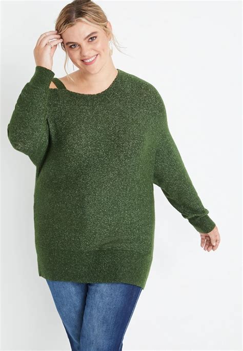 Plus Size Asymmetrical Cold Shoulder Sweater Maurices