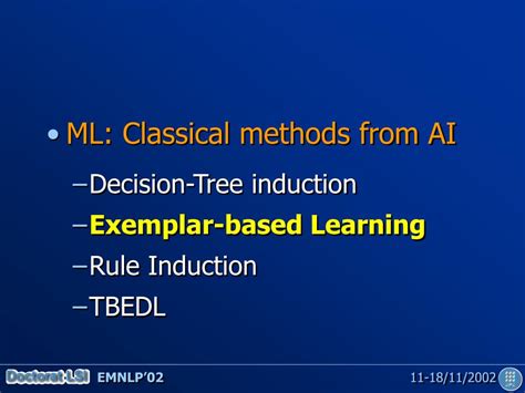 Ppt Ml Classical Methods From Ai Decision Tree Induction Exemplar Based Learning Rule