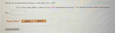 Solved Obtain An Exponential Function In The Form F T Chegg