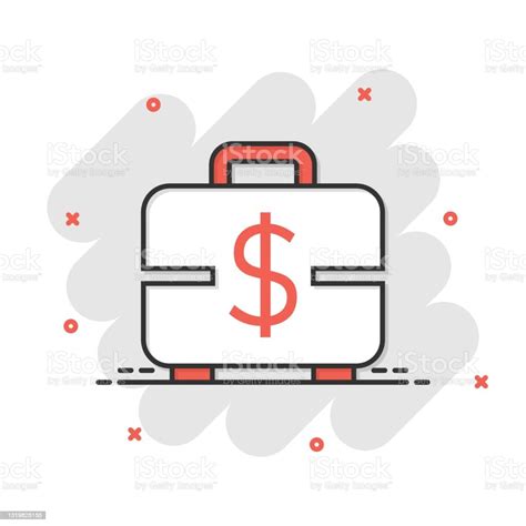 만화 스타일의 머니 서류 가방 아이콘 흰색 고립 된 배경에 현금 상자 만화 벡터 그림 금융 스플래시 효과 비즈니스 개념 0명에 대한 스톡 벡터 아트 및 기타 이미지 Istock