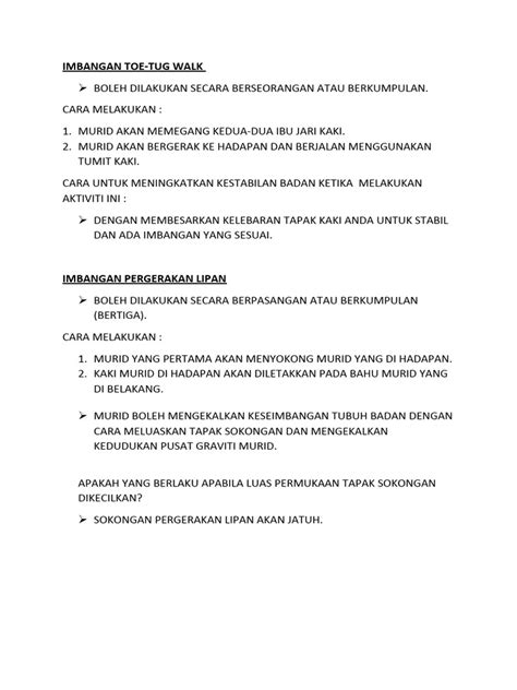 Nota Pj Unit 1 Toe Tug Walk Dan Pergerakan Lipan Pdf