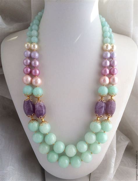 Купить Колье из натуральных камней ЦВЕТА ВЕСНЫ колье натуральные камни агат аметист Pearl