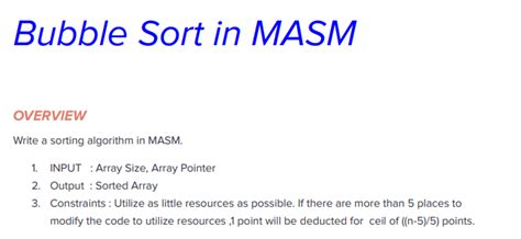 Solved Bubble Sortin Masm Overview Write A Sorting Algorithm