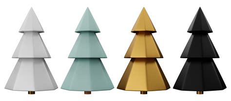 Minimal Low Poly 3d Render Christmas Tree Set Isolated 15081102 Png
