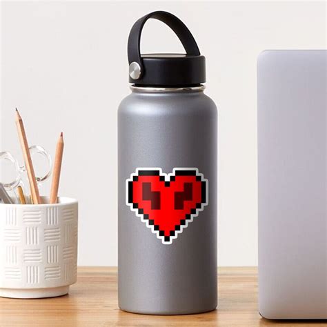 Minecraft Hardcore Heart 8 Bit Sticker By Bigmoneymonster Redbubble