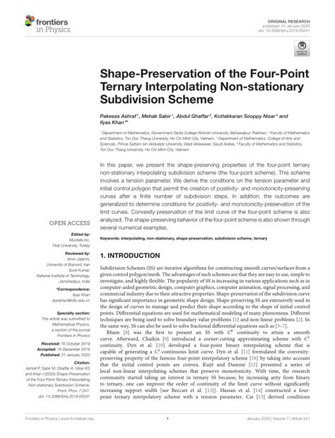 Pdf Shape Preservation Of The Four Point Ternary Interpolating Non Stationary Subdivision Scheme