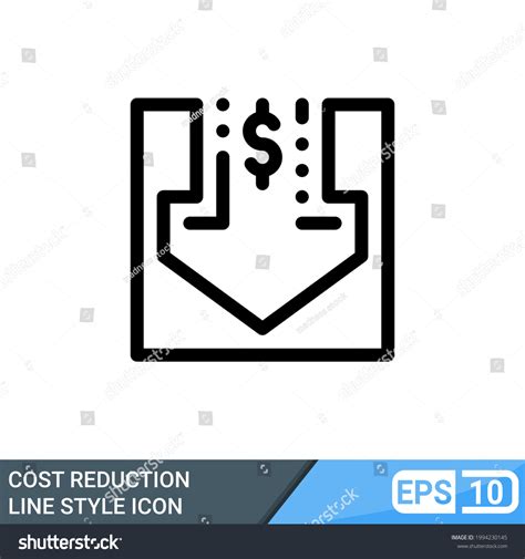 Cost Reduction Line Style Icon Isolated Stock Vector Royalty Free