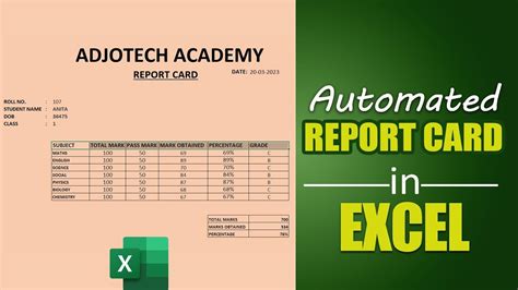 How To Create An Automatic Report Card In Excel Youtube