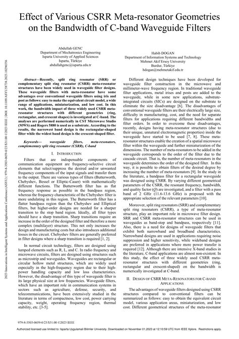 Pdf Effect Of Various Csrr Meta Resonator Geometries On The Bandwidth Of C Band Waveguide Filters