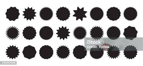 스티커 스타 버스트 프로모션 배지 둥근 모양 가격표 원 판매 라벨 아이콘 검은 태양 새로운 할인 세트 광고 벡터 일러스트 레이