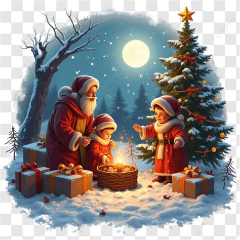 달 아래의 마리아 요셉과 아기 예수가 있는 크리스마스 출생 장면 클래식 축제 휴일 일러스트레이션 디자인 메리와 함께 크리스마스 출생 장면 그리고 달 아래 아기 예수