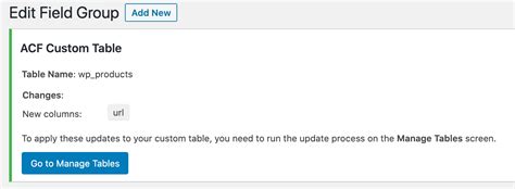 Update Custom Table Acf To Custom Database Tables Plugin