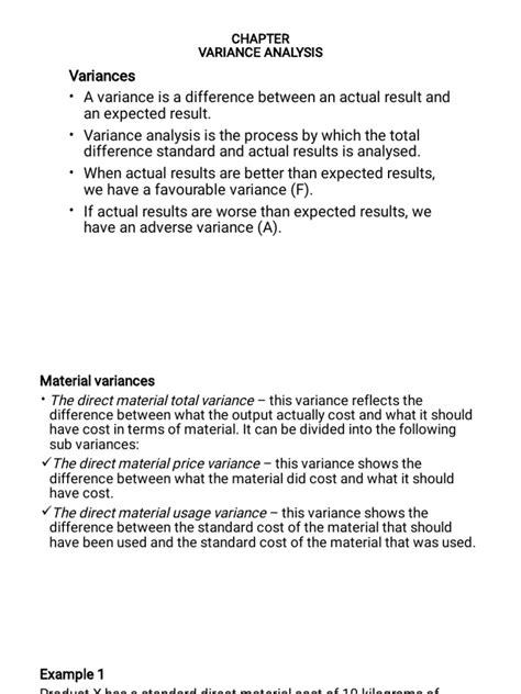 Sma Chapter Four Variance Analysis Pdf Variance Prices