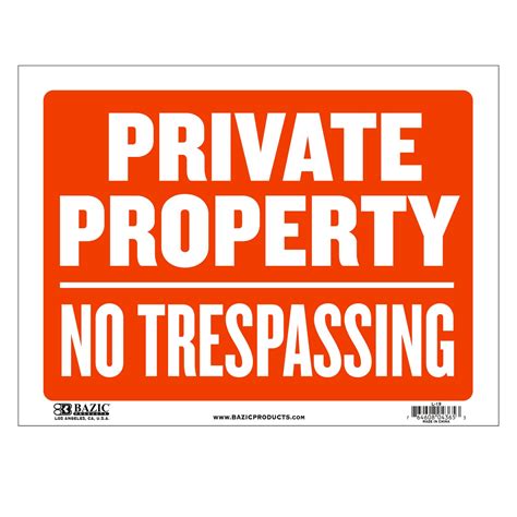 Bazic 12 X 16 Private Property No Trespassing Sign Michaels