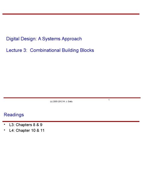 Digital Design A Systems Approach Lecture 3 Combinational Building