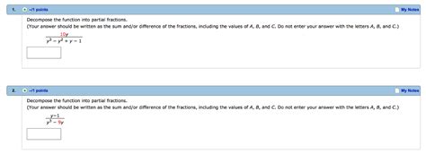 Solved 1 1 Points My Notes Decompose The Function Into
