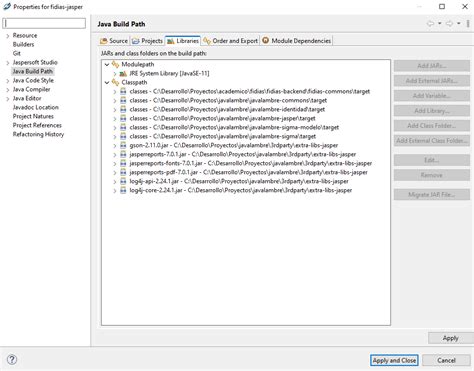 Issue With External Libraries And Classpath References In Jaspersoft