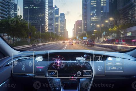 Ai Generated Modern Smart Car Technology Intelligent System Using Heads Up Display Hud