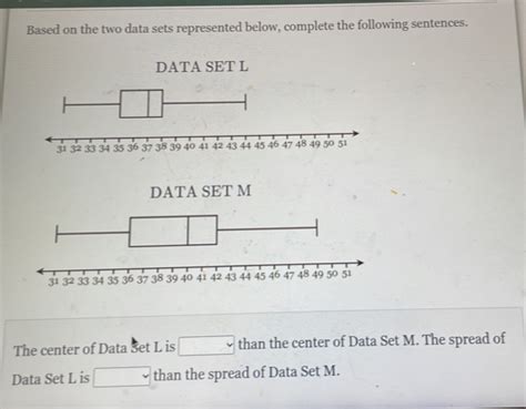 Based On The Two Data Sets Represented Below Complete The Following