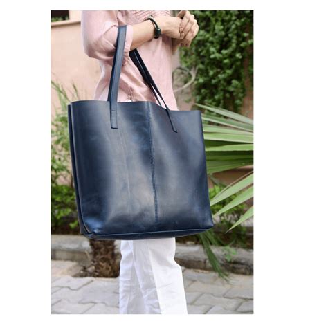 Custom Crafted Classics Black Leather Tote Bag