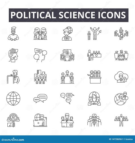 Political Science Line Icons Signs Vector Set Linear Concept Outline Illustration Stock