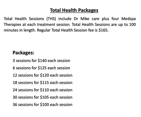 Packages Wellness First Health Center