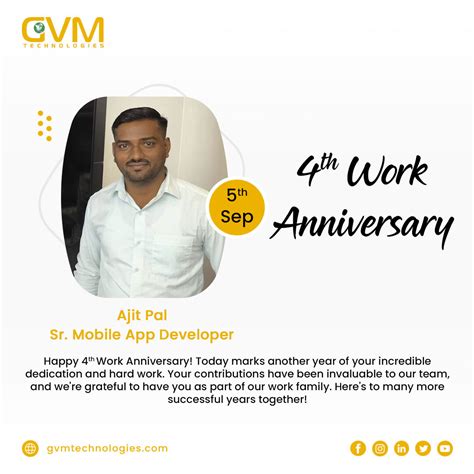 Workanniversary Workversary Employeeappreciation Employeerecognition Gvm Technologies