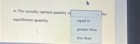 Solved E ﻿the Socially Optimal Quantity Is The Equilibrium