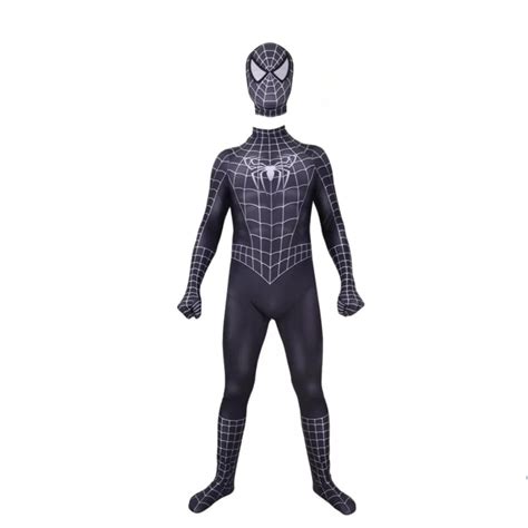 Black Spiderman Costume Adult Superhero Cosplay Jumpsuit Halloween