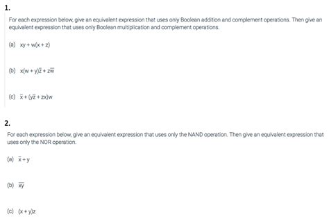 Solved 1 For Each Expression Below Give An Equivalent