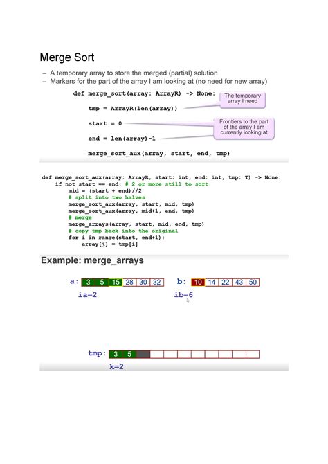 Week 9 Revision Notes For Recurssion Fit1008 Merge Sort