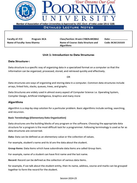 Unit1 Introduction To Datastructure Pdf