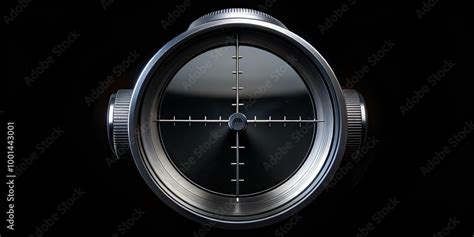 isolated high contrast sniper scope sight lens element on a black