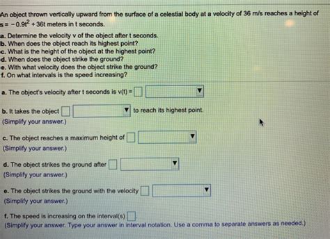 solved an object thrown vertically upward from the surface