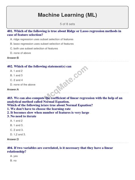 Machine Learning Set 5 Pdf Support Vector Machine Linear Regression