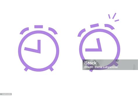 시계 알람 아이콘 설정 벡터 라인 개요 아트 또는 화이트 클립 아트 현대 디자인에 격리 된 웨이크 업 시간 픽토그램 및 로고 아이디어 기호에 대 한 시계 울림 0명에 대한