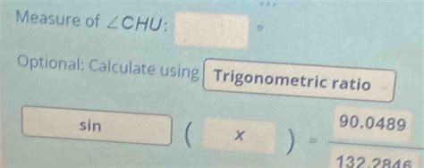 solved measure of ∠ ch u 。 optional calculate using trigonometric