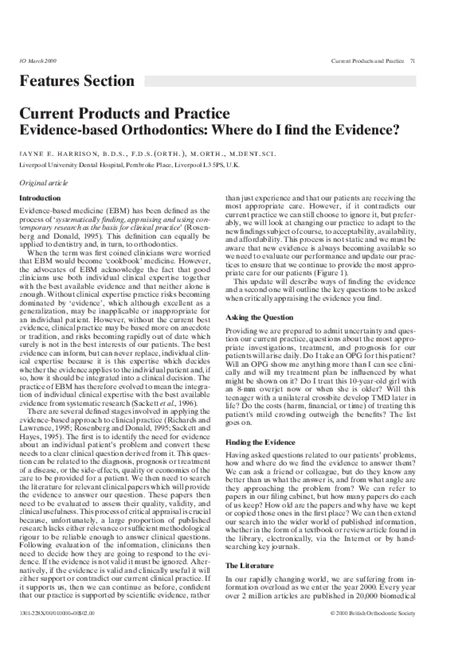 Pdf Evidence Based Orthodontics Where Do I Find The Evidence