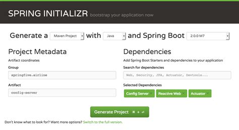 Creating The Config Server Project Developing Java Applications With