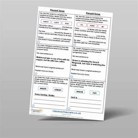 Year 4 Present Tense Application And Reasoning Resource Classroom Secrets
