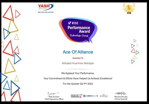 Abhijeet Mahajan On Linkedin Efforts Get Recognition Yash Technologies 18 Comments